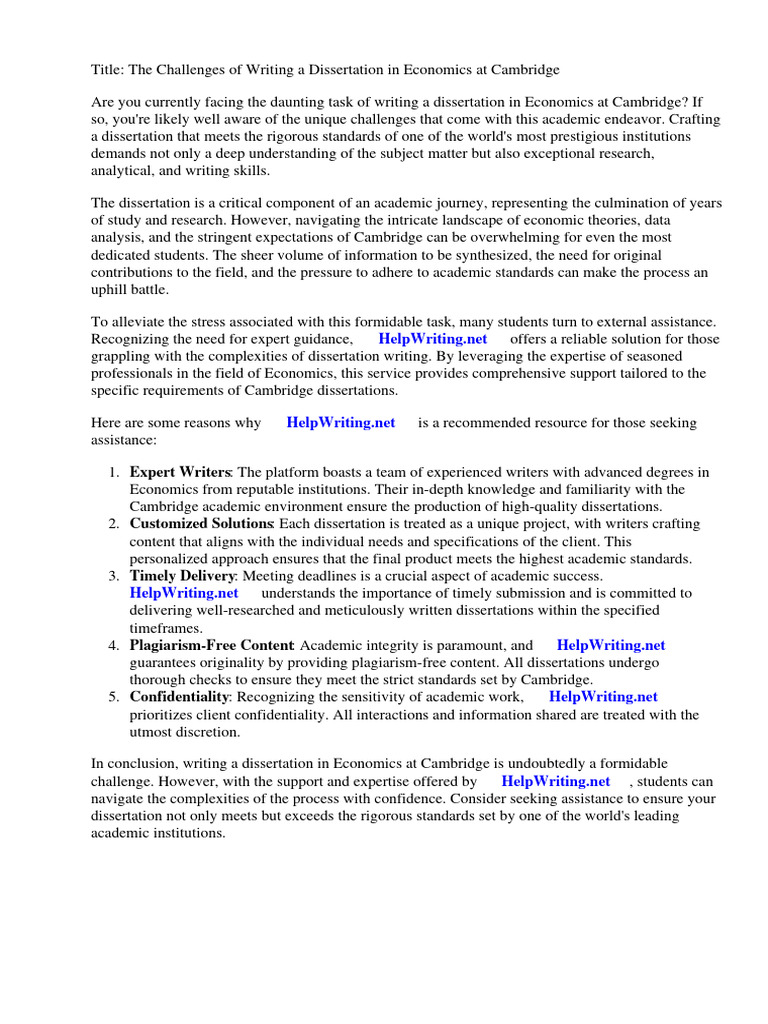 Dissertation Economics Cambridge | PDF | Publishing | Social Media