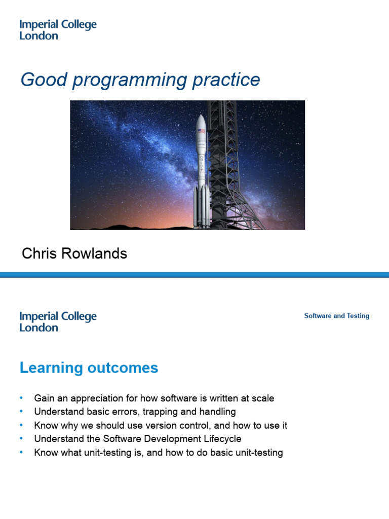 Good Programming Practice - Students | PDF | Software Testing | Version ...