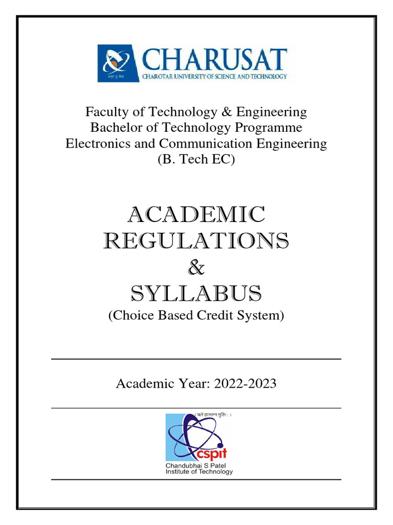 Second Year To Final Year Syllabus B.tech Booklet - 2022 - 23 | PDF ...