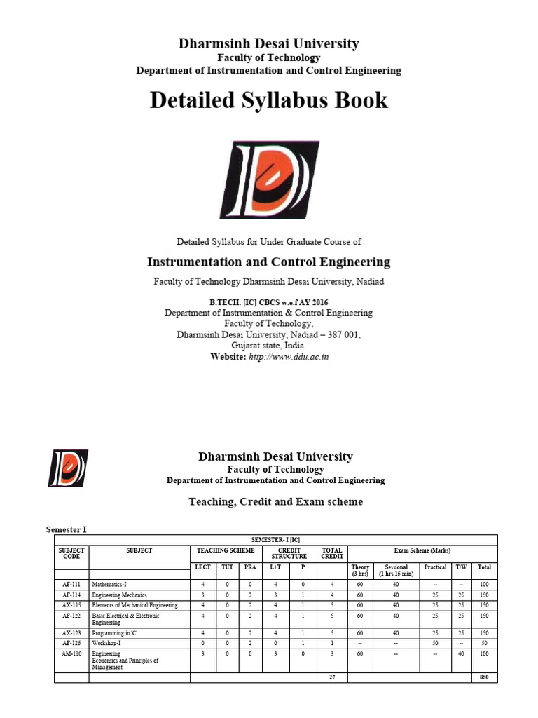 B.Tech. - IC Syllabus - Book CBCS - (2016-2020) | PDF | Electrical ...