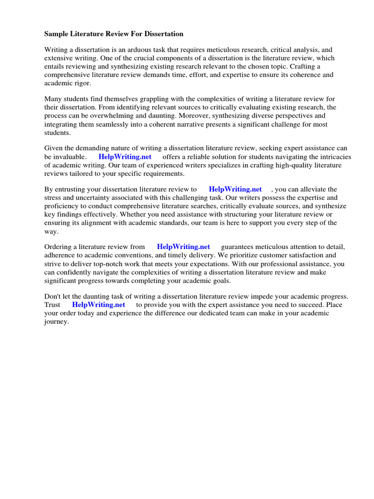 Sample Literature Review For Dissertation | PDF | Literature Review ...
