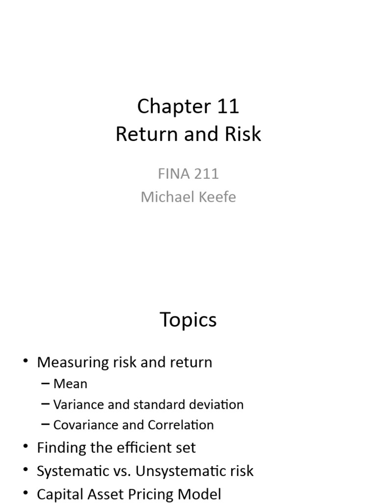 10 - Chapter - 11 - CAPM E10 | PDF | Capital Asset Pricing Model | Statistical Analysis