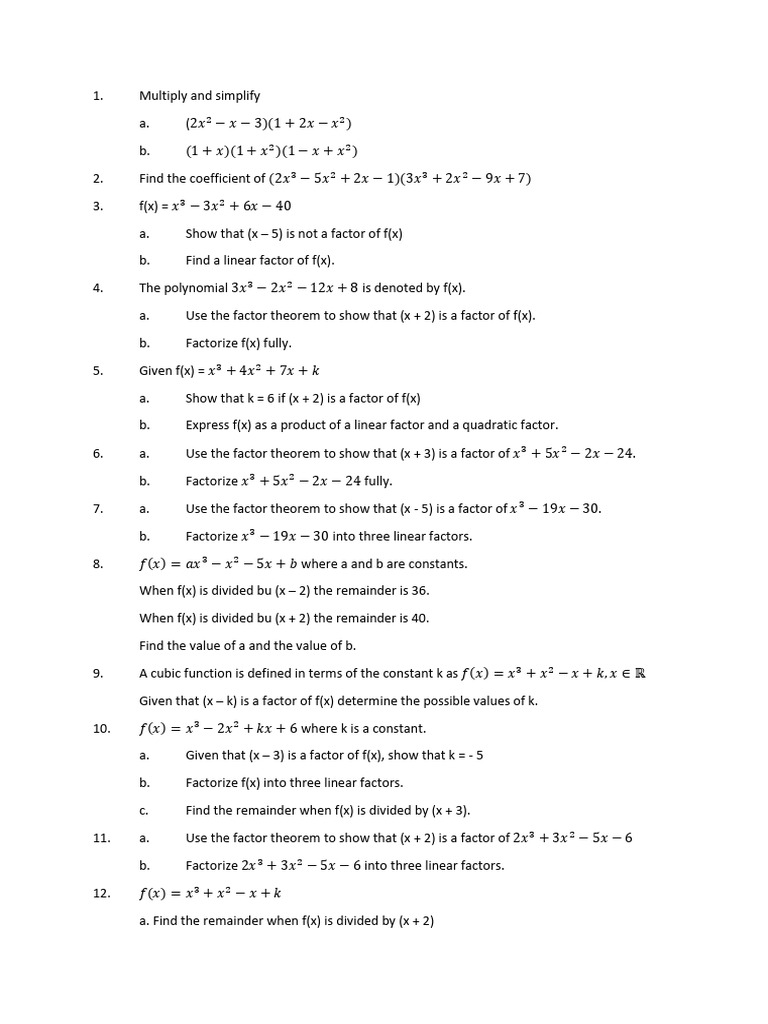 Revision Polynomial Ques | PDF | Factorization | Polynomial