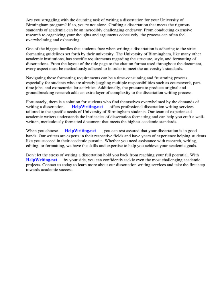 University of Birmingham Dissertation Format | PDF | Thesis | Brand