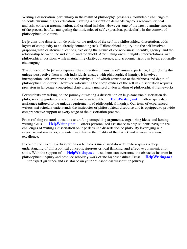 Le Je Dans Une Dissertation de Philo | PDF | Essays | Thesis