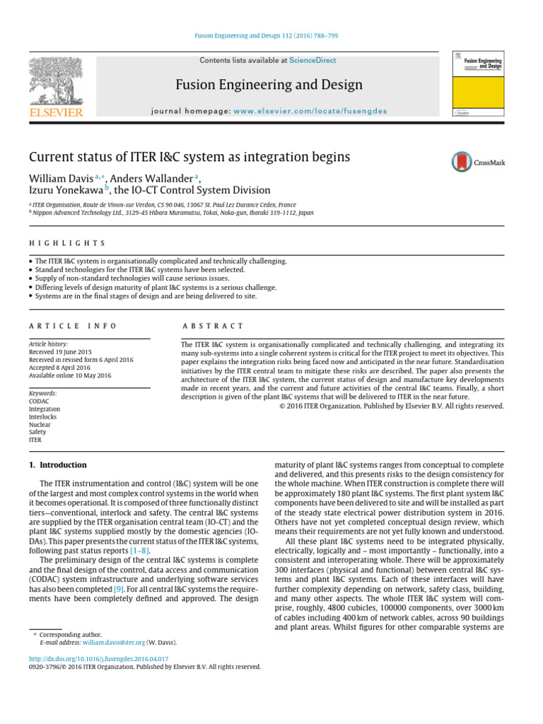 Current Status of ITER I&C System As Integration Begins | PDF | Power Supply | Programmable ...