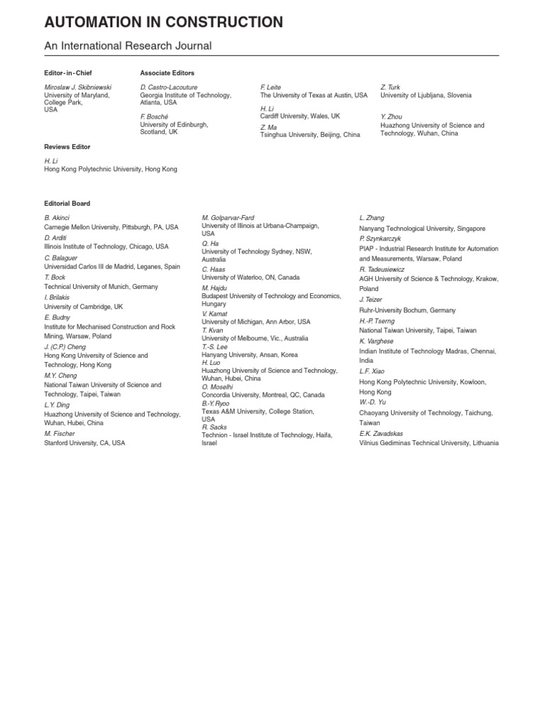 Automation in Construction Journal Overview | PDF | Technology ...