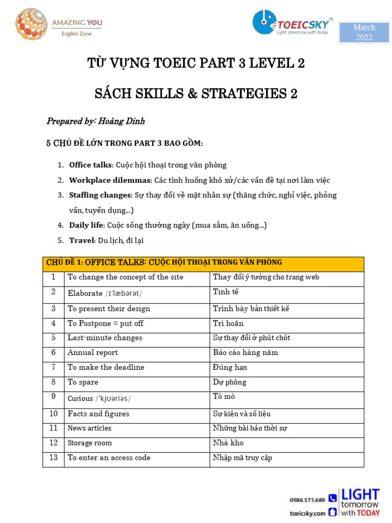 T V NG TOEIC-PART 3 Level 2 | PDF