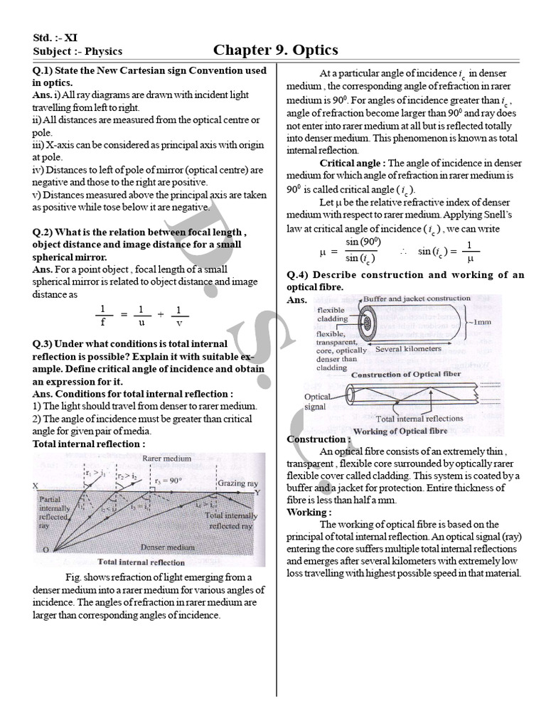 9 Optics-1 | PDF | Refractive Index | Optics