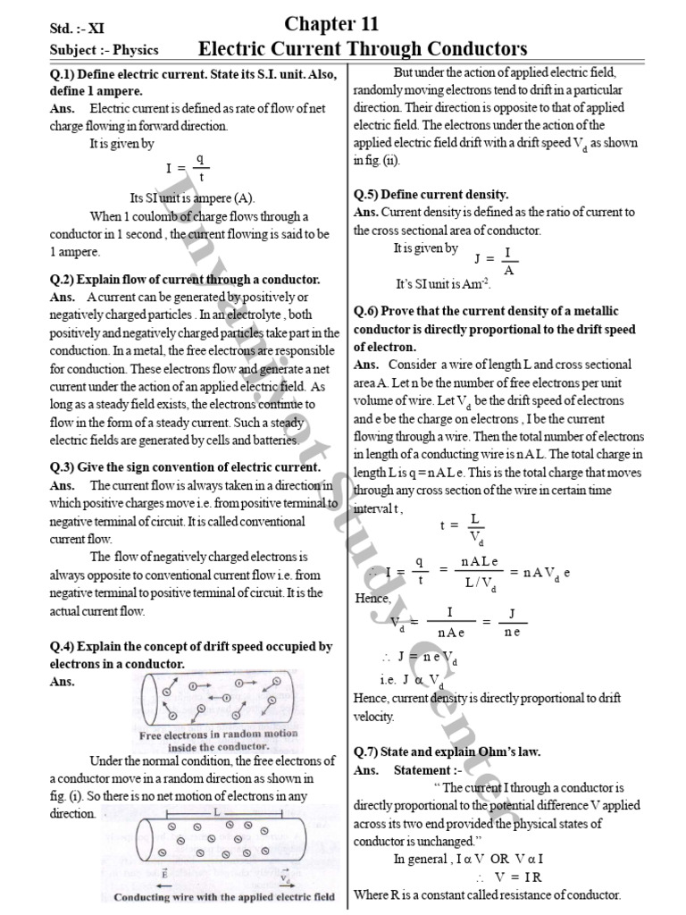 Electric Current Through Conductors-1 | PDF | Electrical Resistance And ...