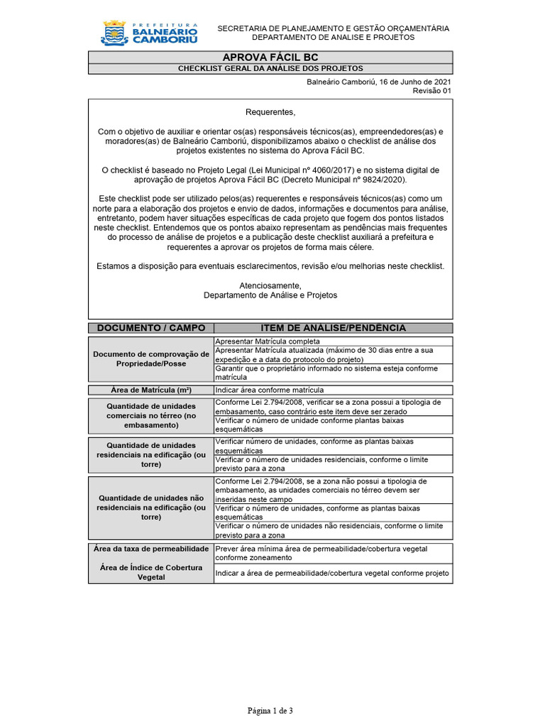 Checklist Aprova Fácil BC | PDF