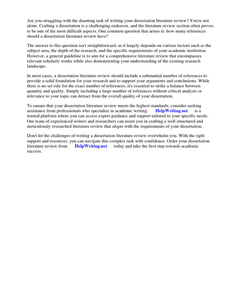 How Many References Should A Dissertation Literature Review Have | PDF ...