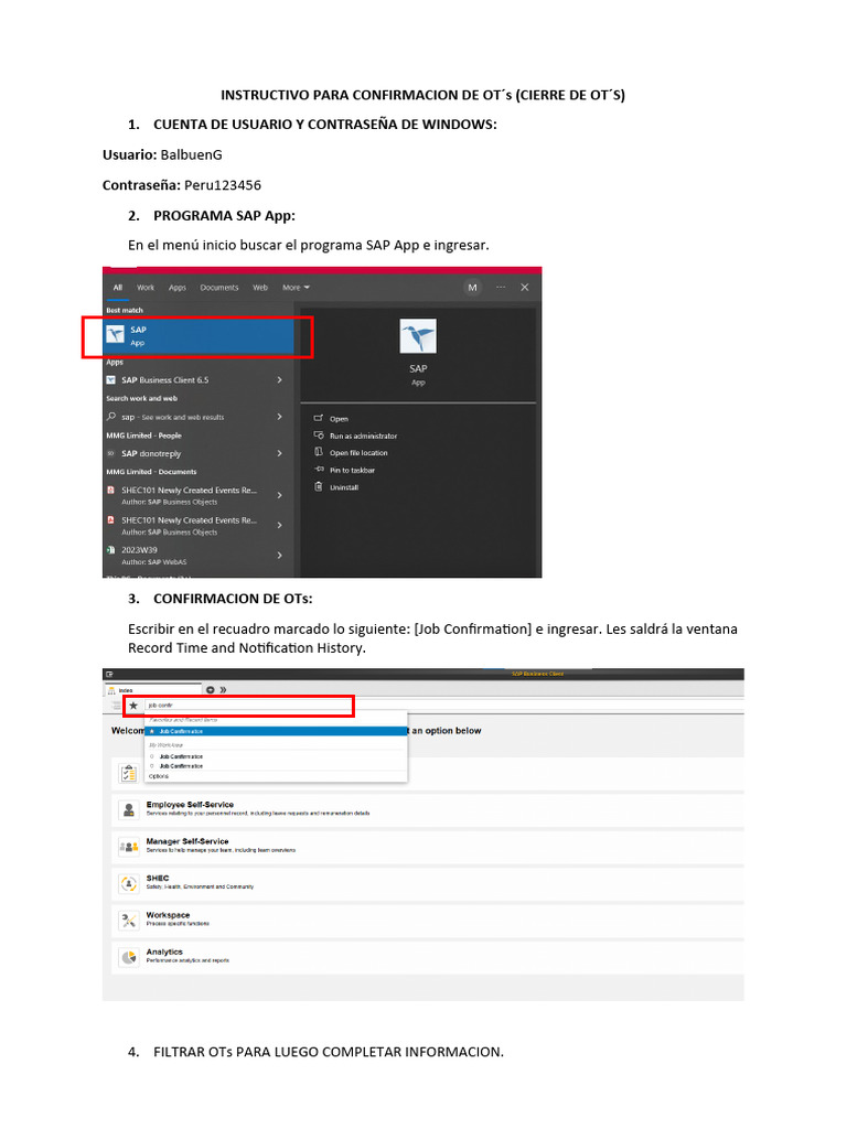 INSTRUCTIVO CONFIRMAR OT | PDF | Software | Informática