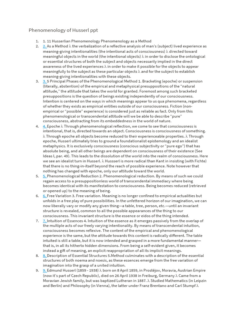 Phenomenology of Husserl | PDF | Phenomenology (Philosophy) | Edmund ...