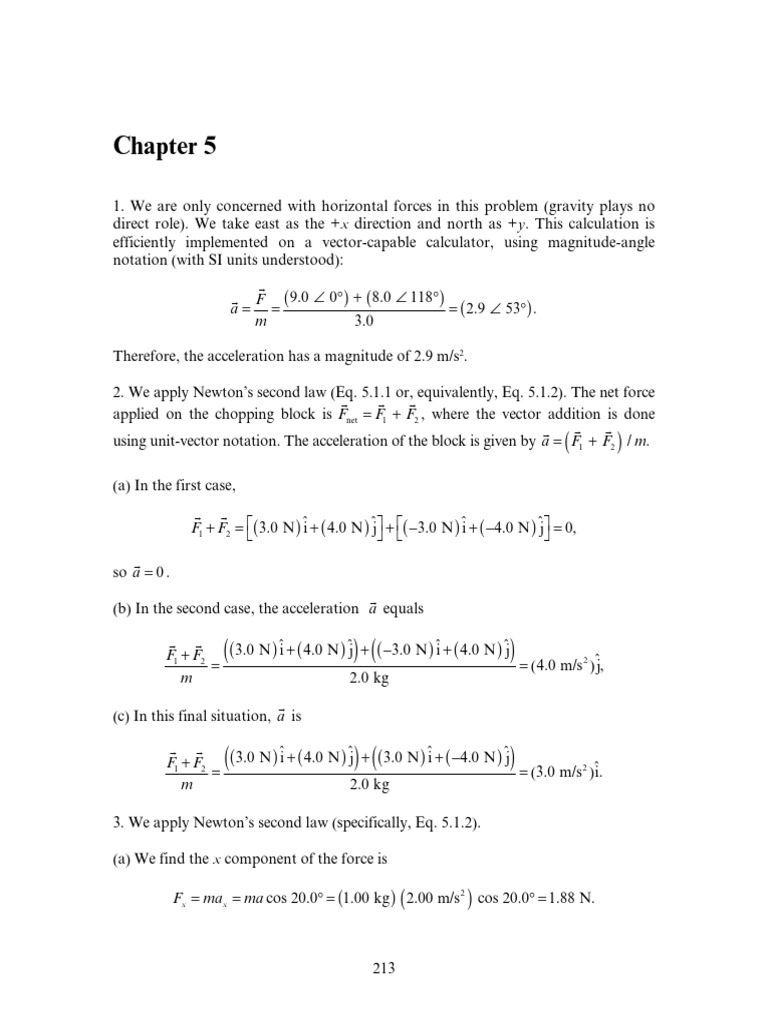 Halliday 12e ch05 ISM Final | PDF | Force | Acceleration