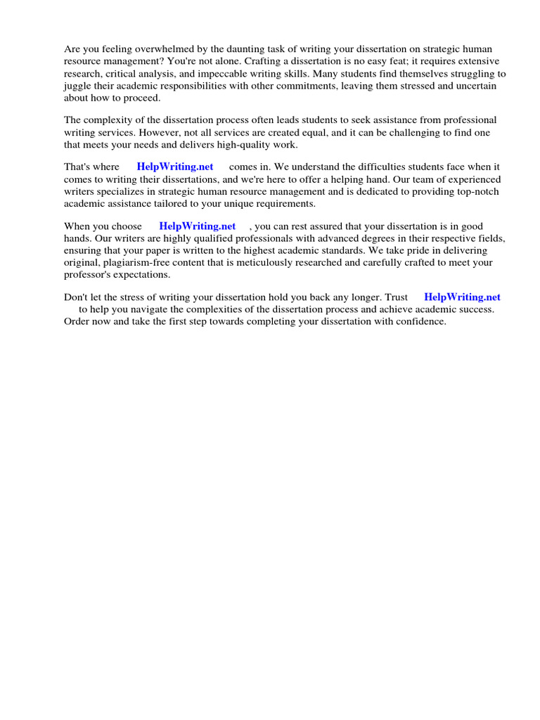 Dissertation On Strategic Human Resource Management | PDF | Human ...