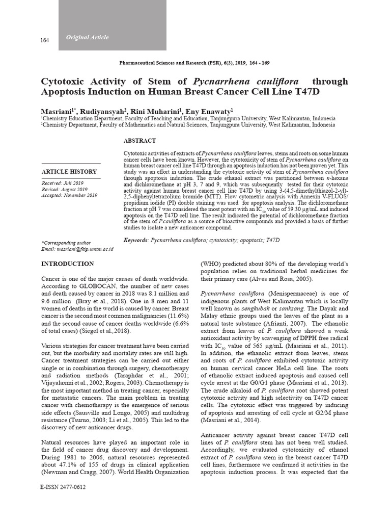 Cytotoxic Activity of Stem of Pycnarrhena Cauliflora Through Apop | PDF ...