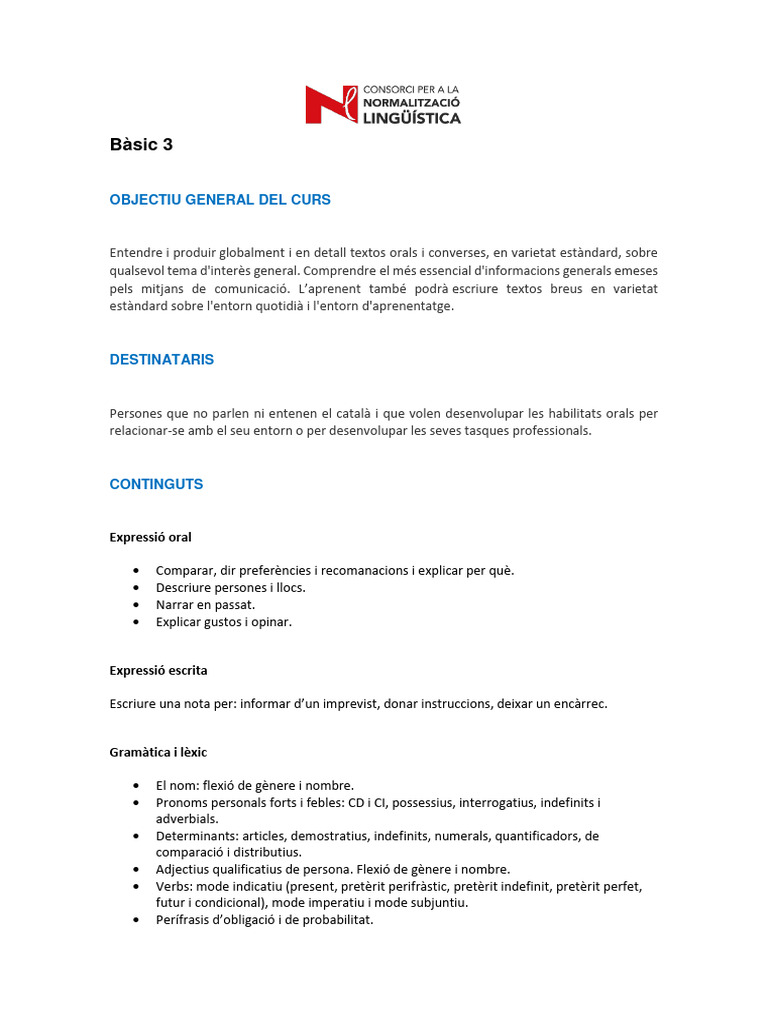 Programa Bàsic 3 | PDF