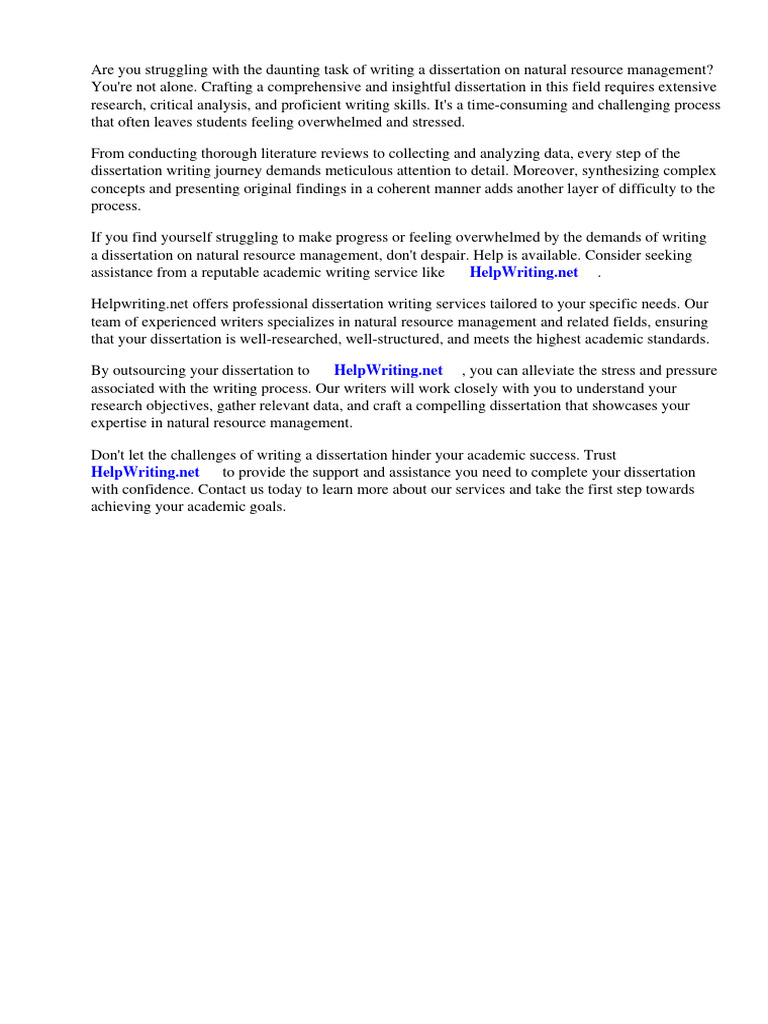 Dissertation On Natural Resource Management | PDF | Sustainability | Ecosystem