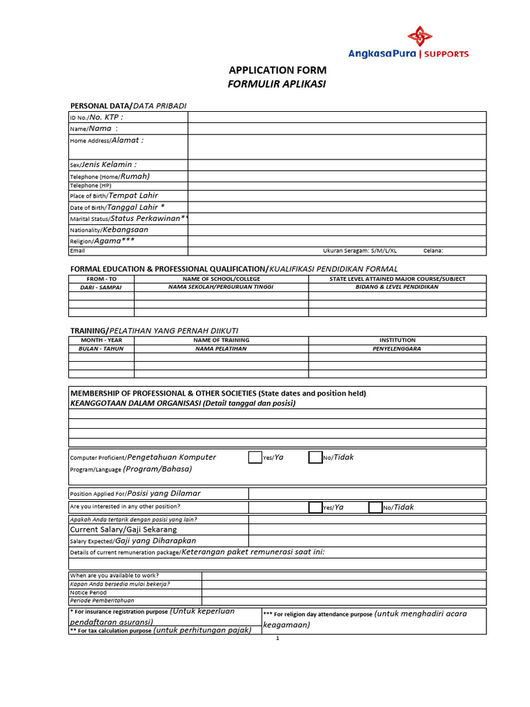 Application Form | PDF | Karier & Perkembangan