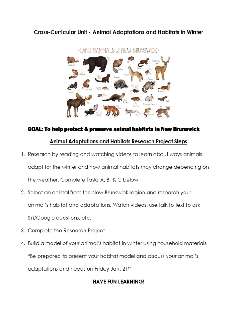 research animal habitats adaptations links | PDF | Habitat | Adaptation