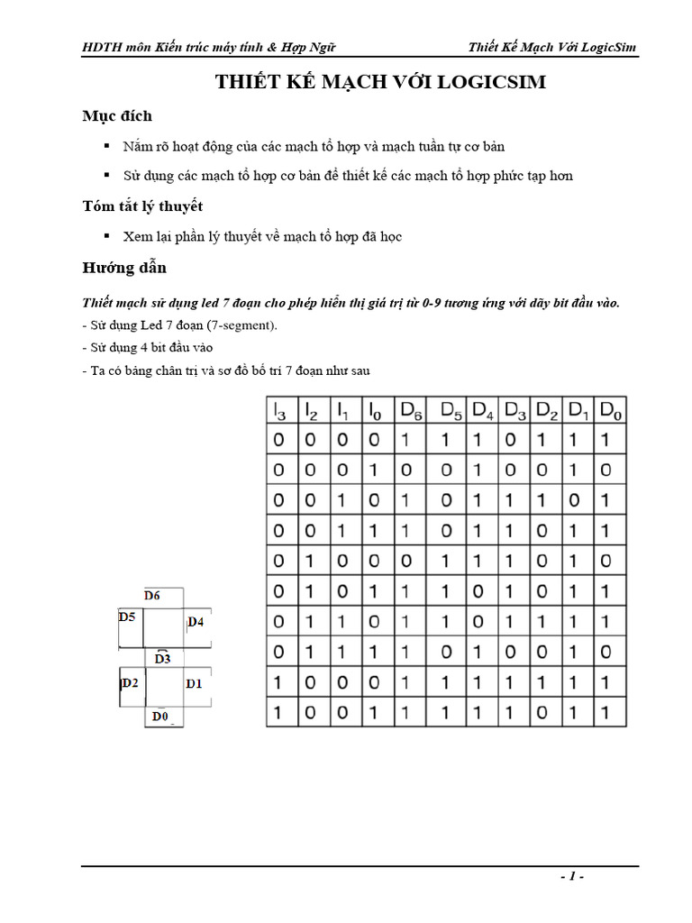 Lab4 - Thiet Ke Mach Voi Logic Sim | PDF