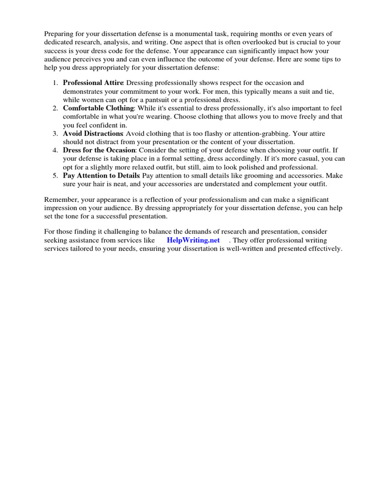 Dress Code For Dissertation Defense | PDF | Thesis | Clothing Dress Code For Dissertation Defense | PDF | Thesis | Clothing