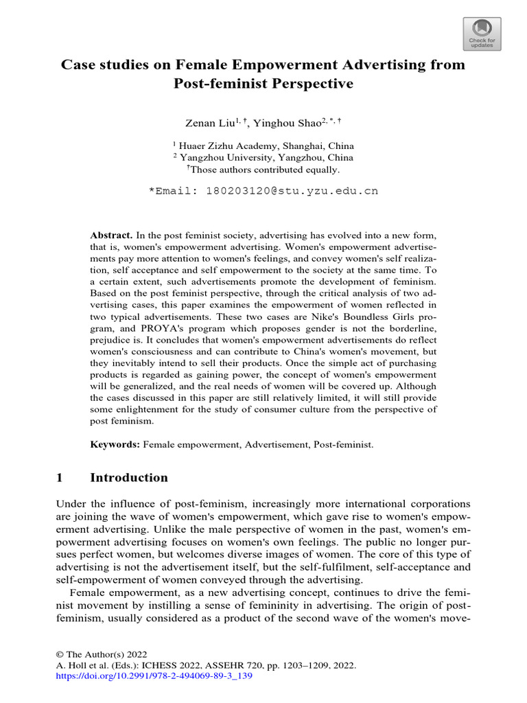 Case Studies On Female Empowerment Advertising From Post-Feminist ...