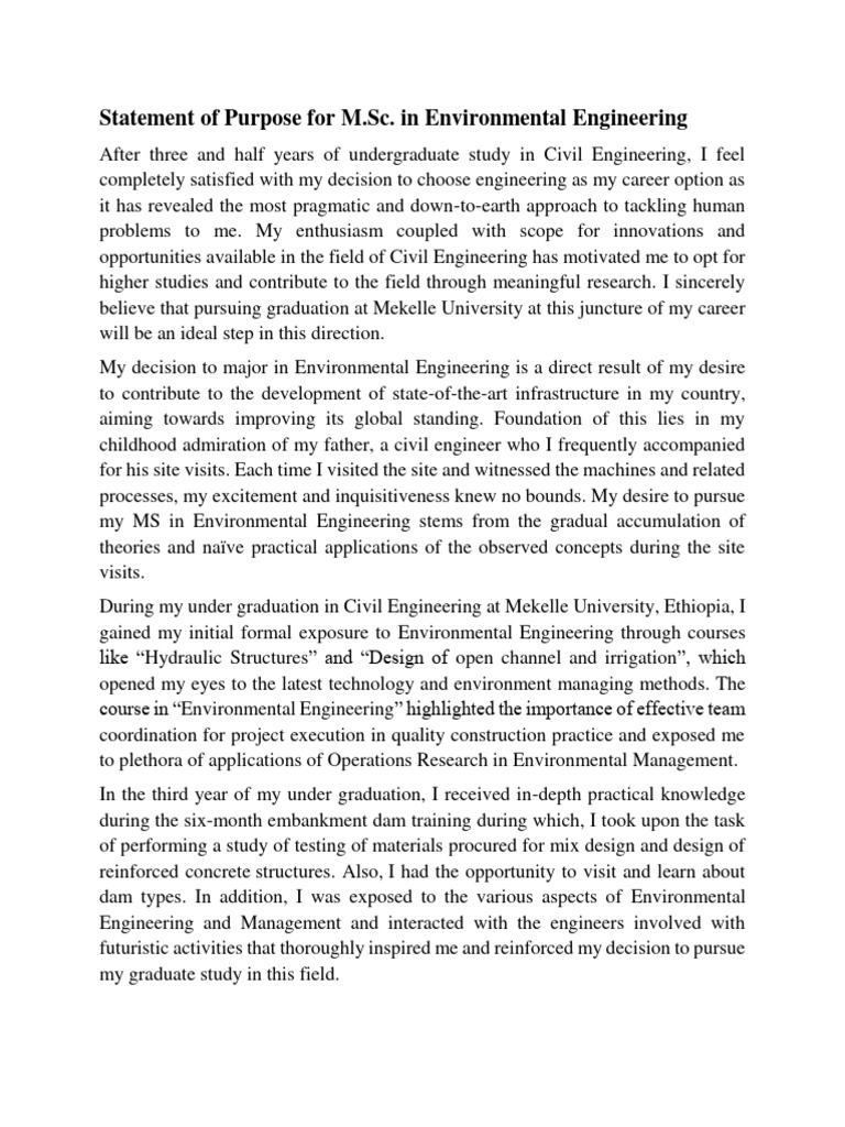 Statement of Purpose EE | PDF | Engineering | Civil Engineering
