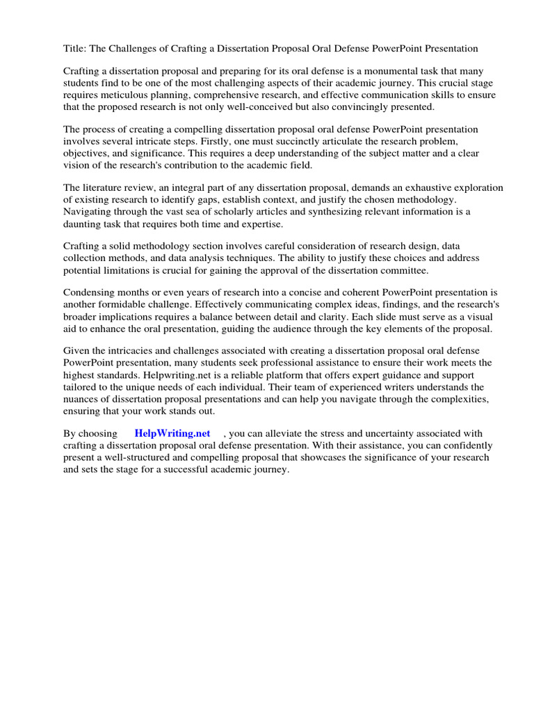 Dissertation Proposal Oral Defense Powerpoint Presentation | PDF ...