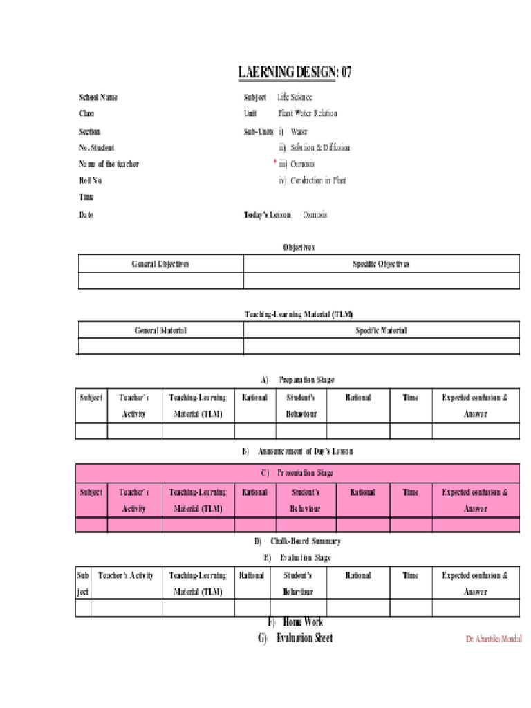 B.Ed. Learning Design Format | PDF