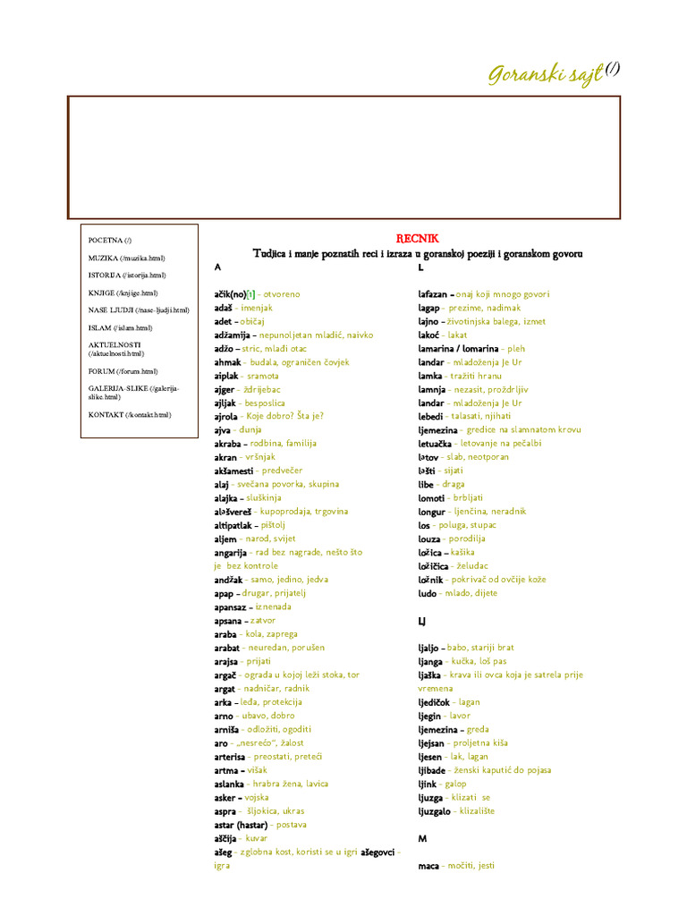 Goranski recnik | PDF