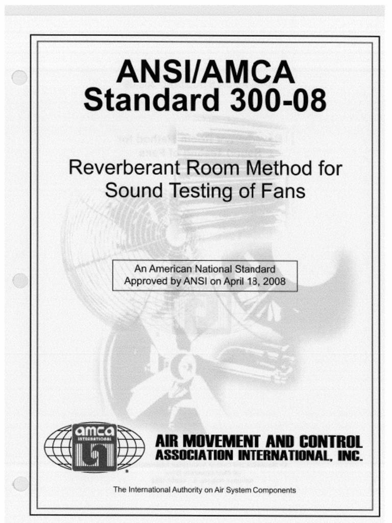 9.ANSI AMCA Standard 300-08 Reverberant Room Method For Sound Testing ...