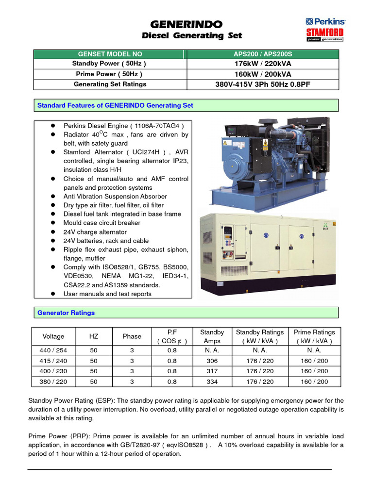 APS200 Brochure | PDF | Engines | Diesel Engine