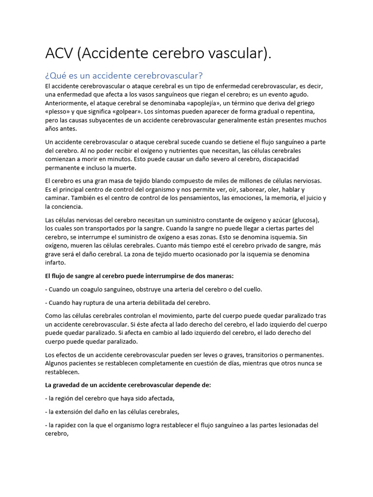 Acv Resumen | PDF | Carrera | Isquemia