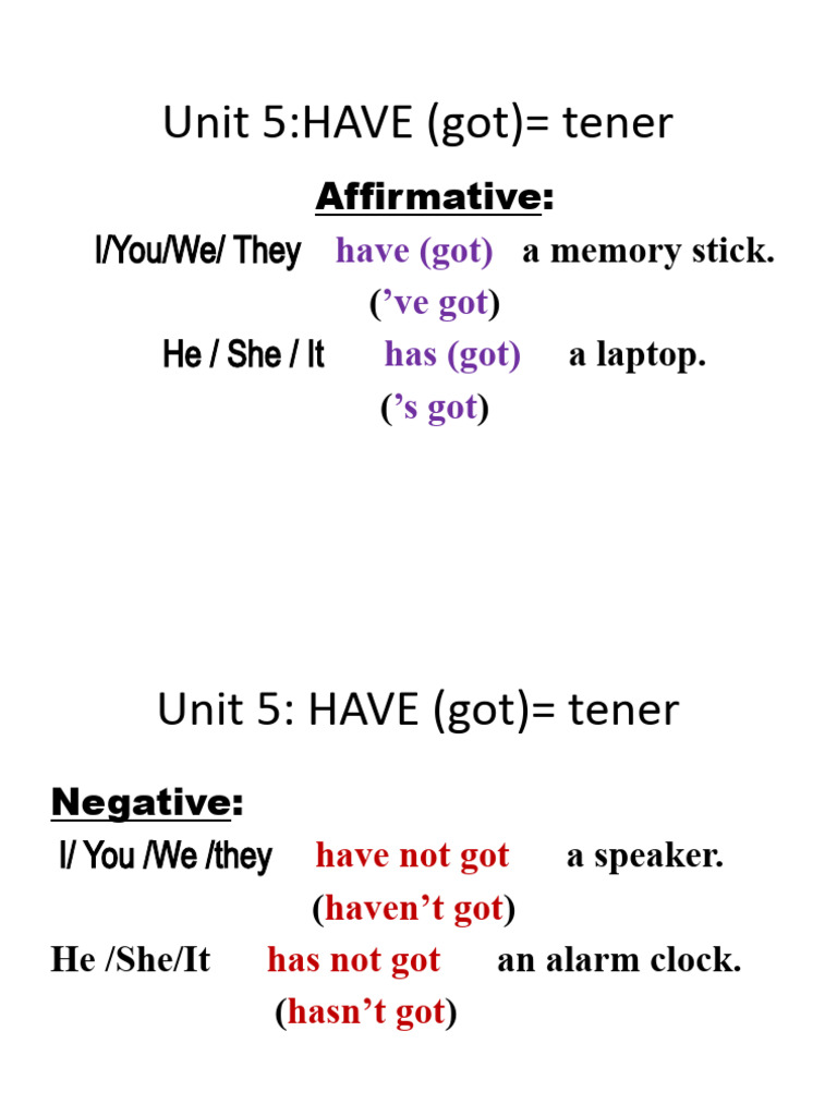 Unit 5 Verb Have Got | PDF | Self-Improvement