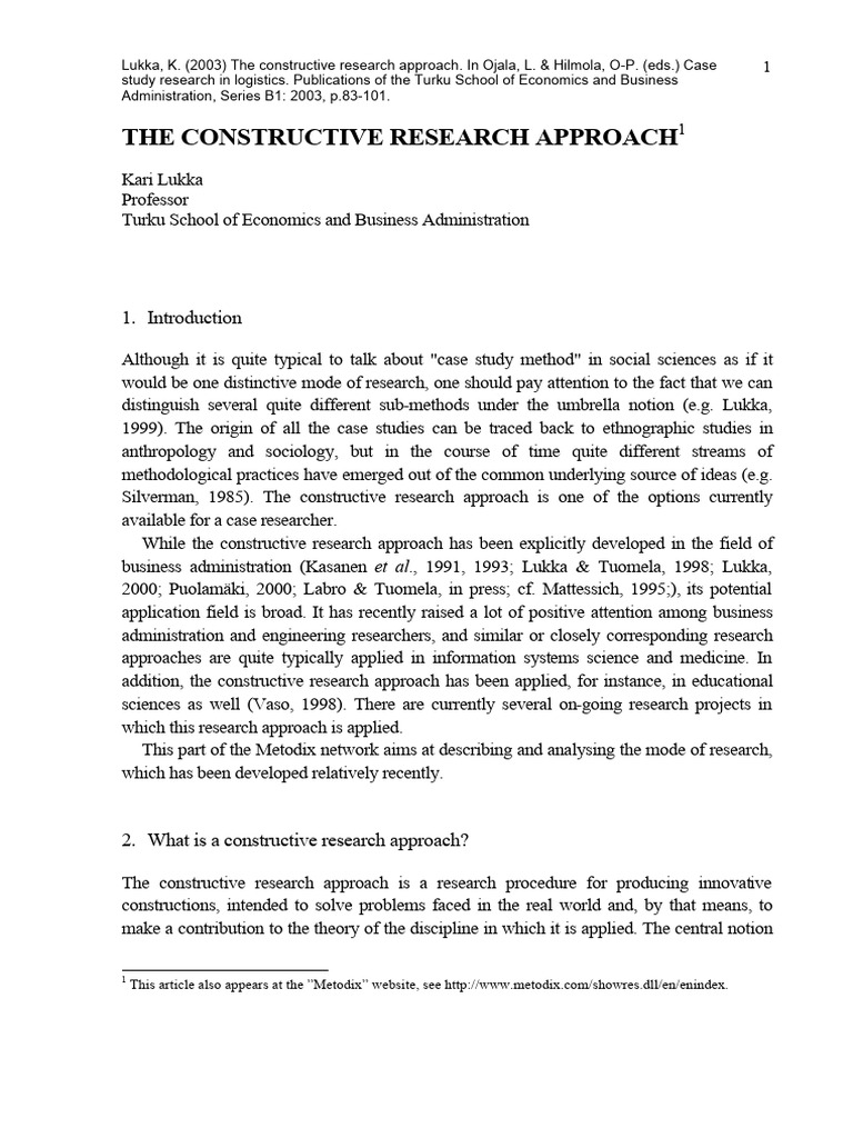 The Constructive Research Approach1 | PDF | Theory | Methodology