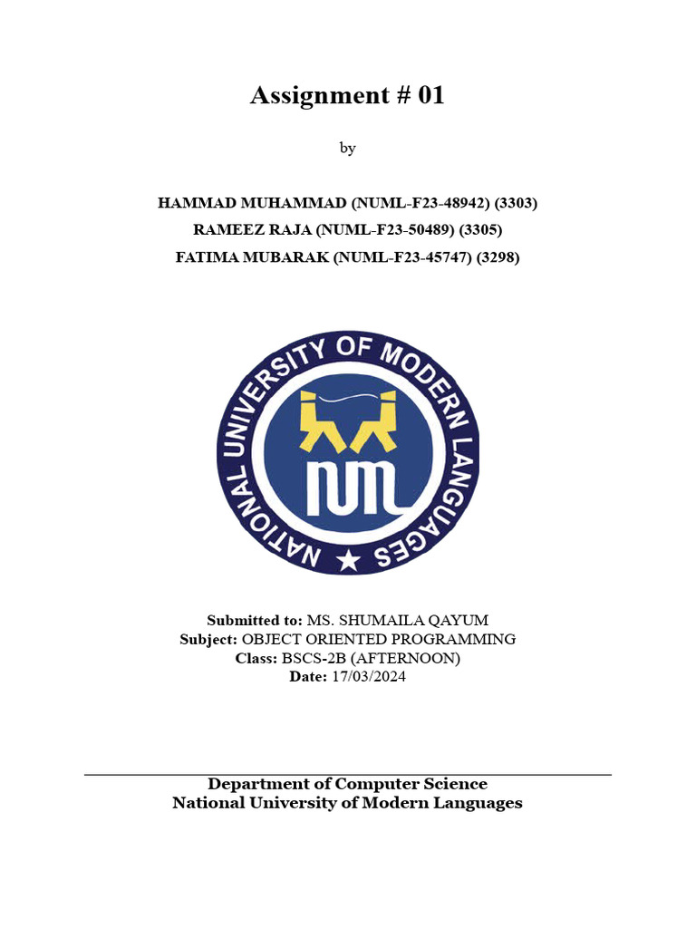 OOP (Assignment#1) Final Final | Download Free PDF | Object Oriented ... OOP (Assignment#1) Final Final | Download Free PDF | Object Oriented ...