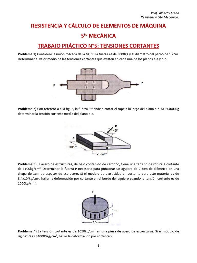 TPN°5 Tensiones Tangenciales | PDF | Tornillo | Remache