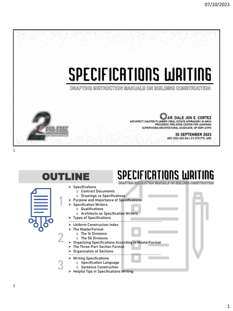 Learning Specifications Writing Handout | PDF | Specification ...