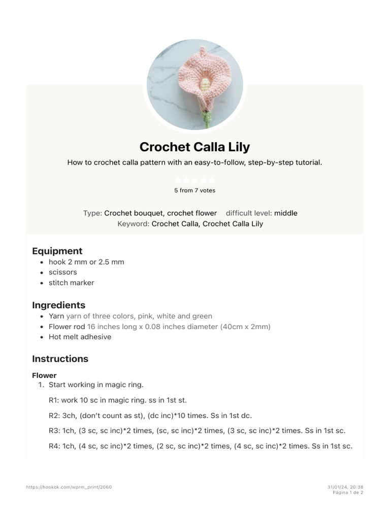 Calla_lily | PDF | Crochet | Weaving