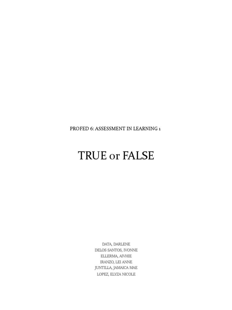 Profed 6 True or False | PDF | Learning | Knowledge