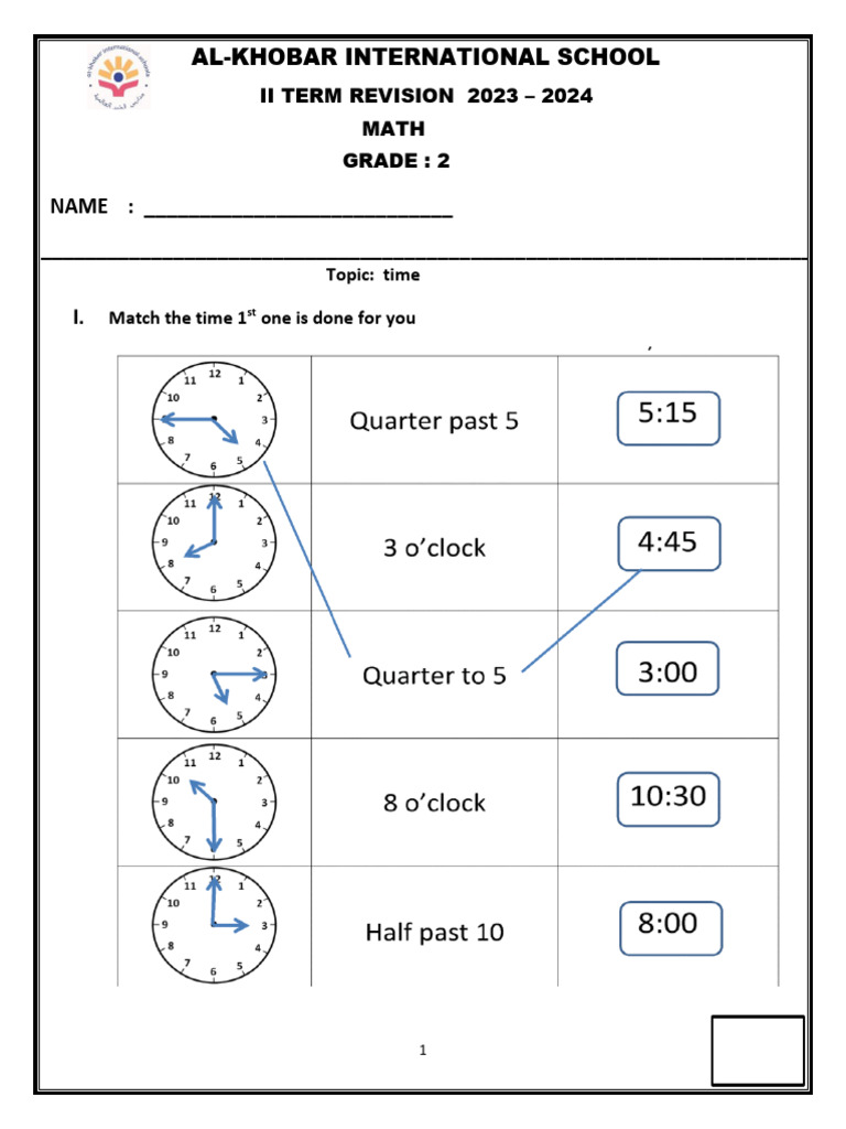 Revision Worksheet Maths 2nd Term Pdf Mathematics