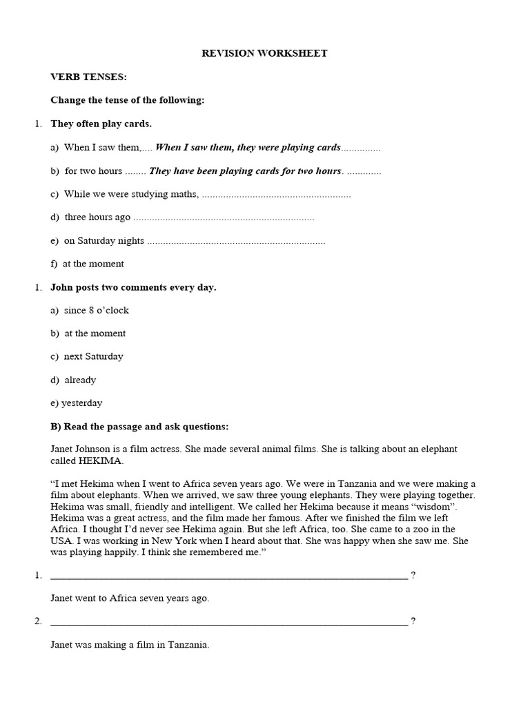 REVISION WORKSH ficha inglés | PDF