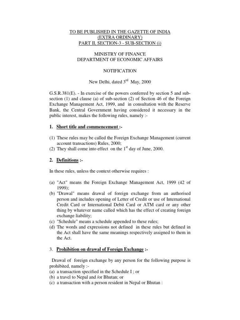 current acc rules | PDF | Reserve Bank Of India | Economies