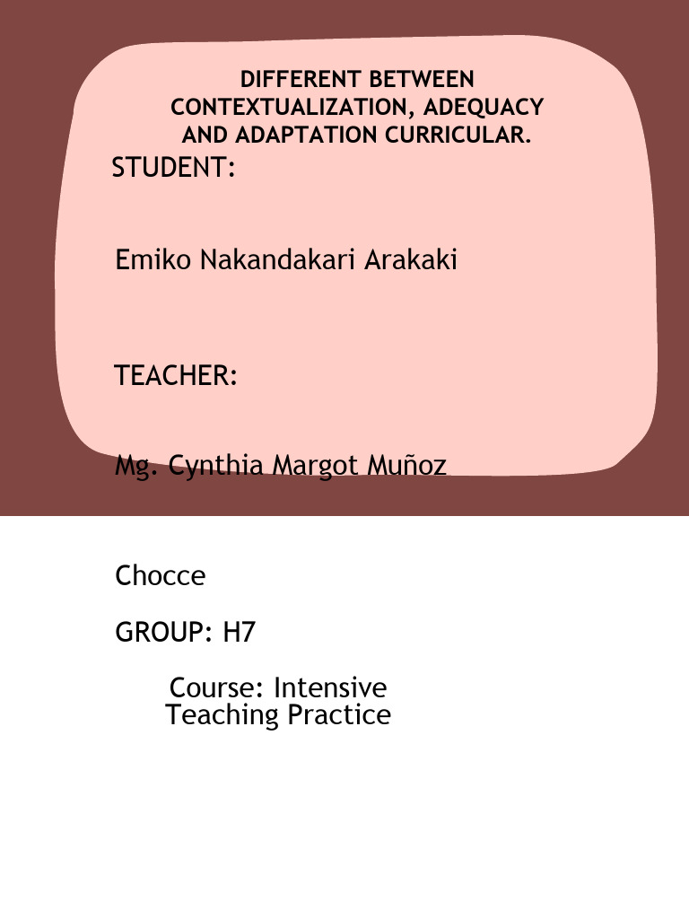 Curricular Contextualization vs. Adaptation | PDF