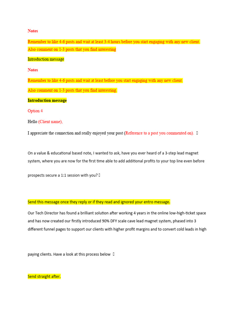 C2C New Lead Magnet Scripts | PDF | Marketing | Business Economics