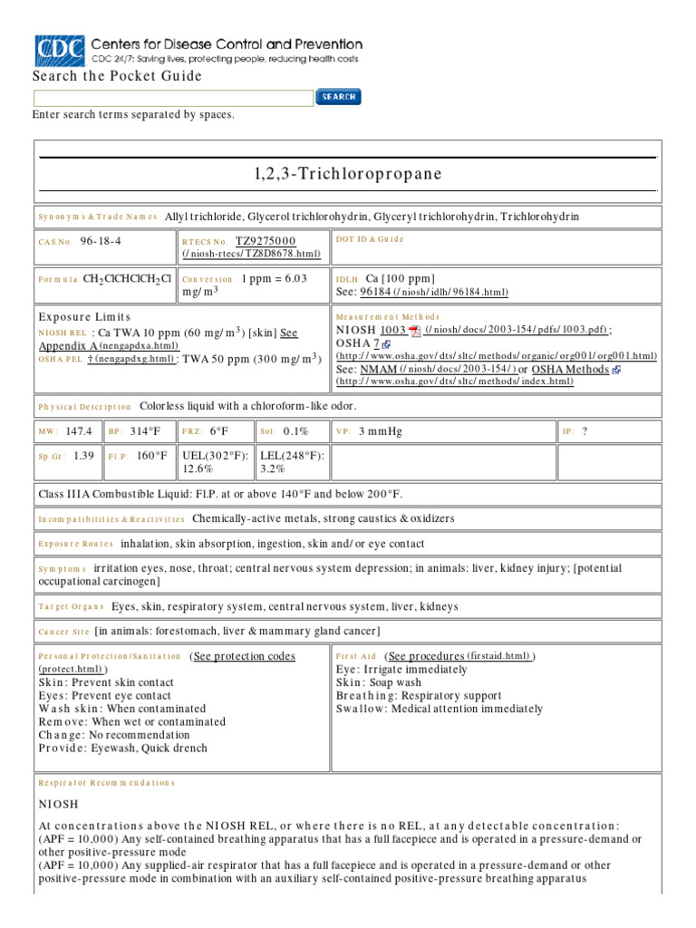 1,2,3-Trichloropropane Safety Guide | PDF | Occupational Safety And Health