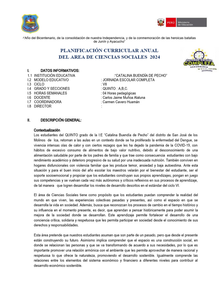 Programa Anual Quinto CCSS 2024 CBP | PDF | Evaluación | Aprendizaje