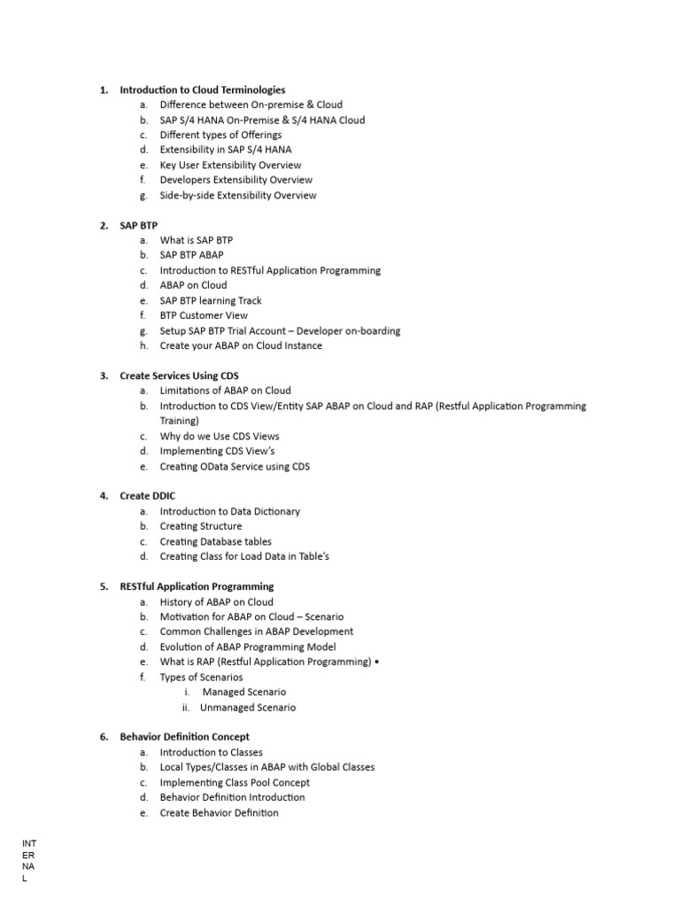 SAP BTP ABAP Course Content - Customized | Download Free PDF | Programming Paradigms | Systems ...